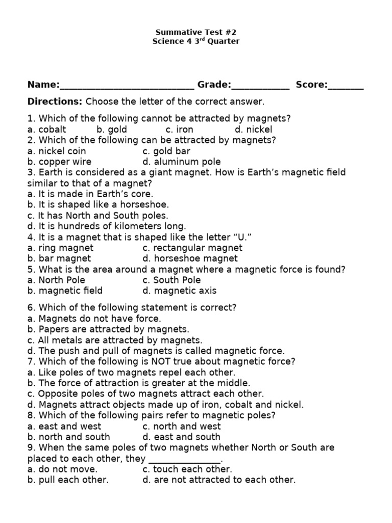Summative Test 2 | PDF