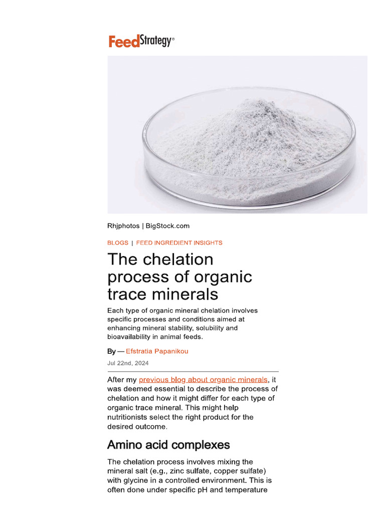 Chelation Process in Poultry | PDF