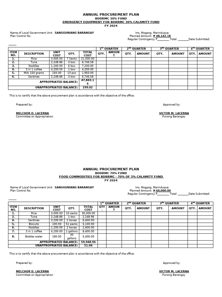 Annual Procurement Plan | PDF