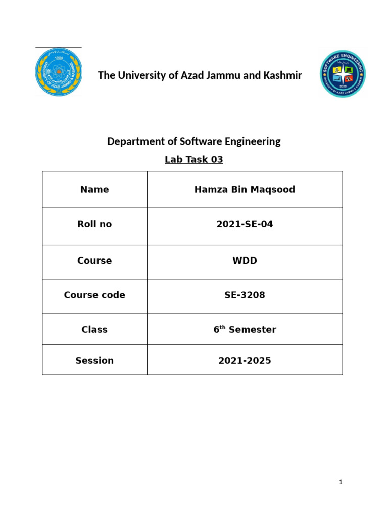 Lab Task 03 | PDF