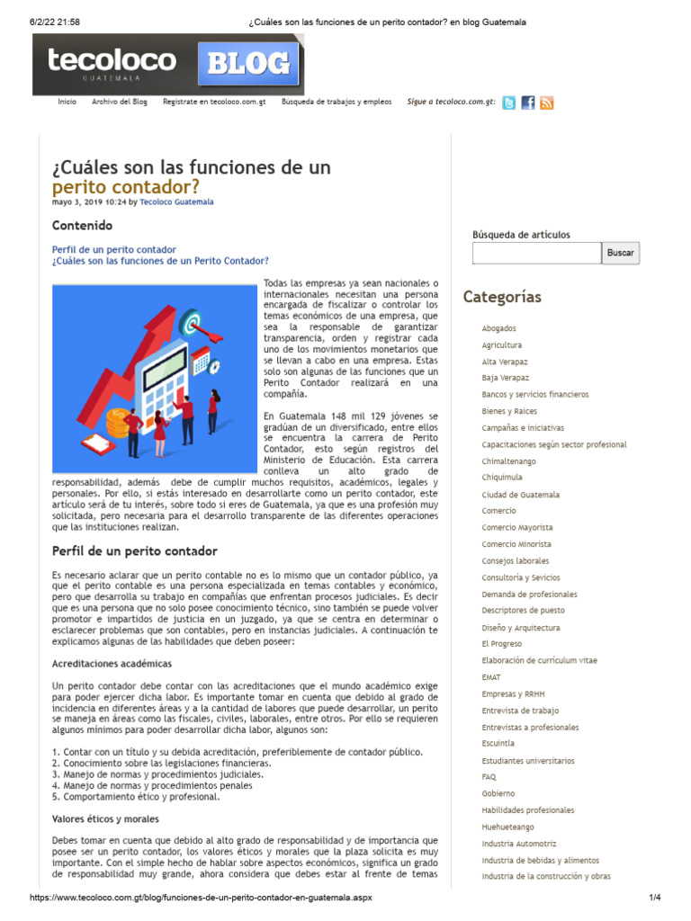 ¿Cuáles Son Las Funciones de Un Perito Contador - en Blog Guatemala | PDF
