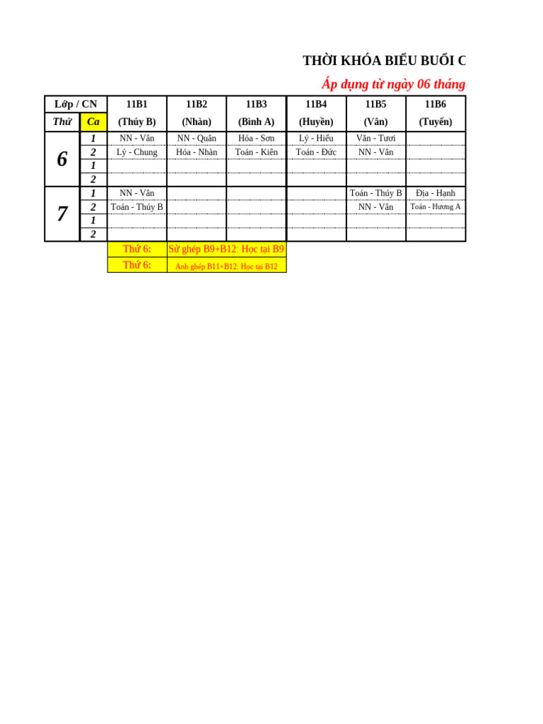 Tkb Chiều 1-Từ 6.9.24 | PDF