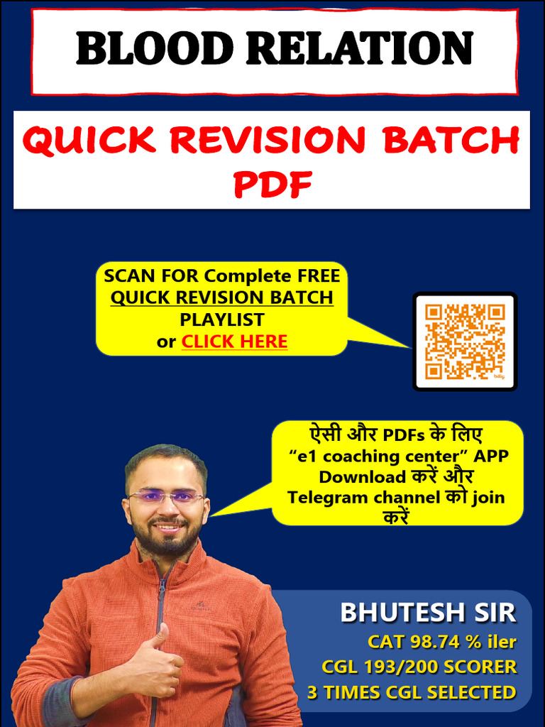 Complete Blood Relation Quick Revision Batch | PDF