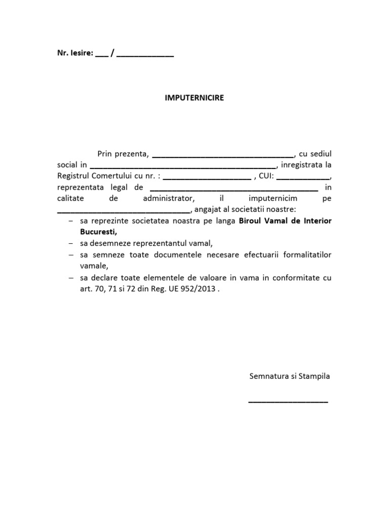 Imputernicire Atu 2021 | PDF