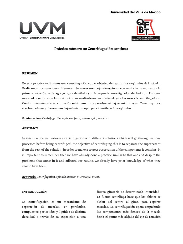 Biotec 10. Centrifugación | PDF