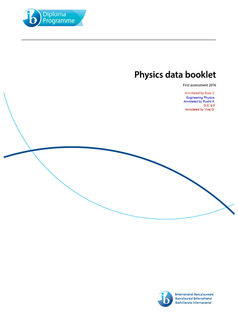 Annotated Physics Data Booklet W Engineering N HL Astro | PDF