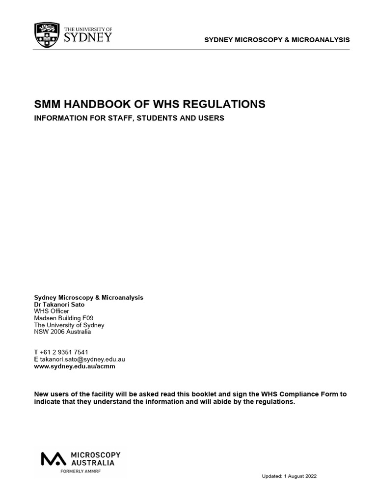 SMM Handbook of Whs Regulations | PDF