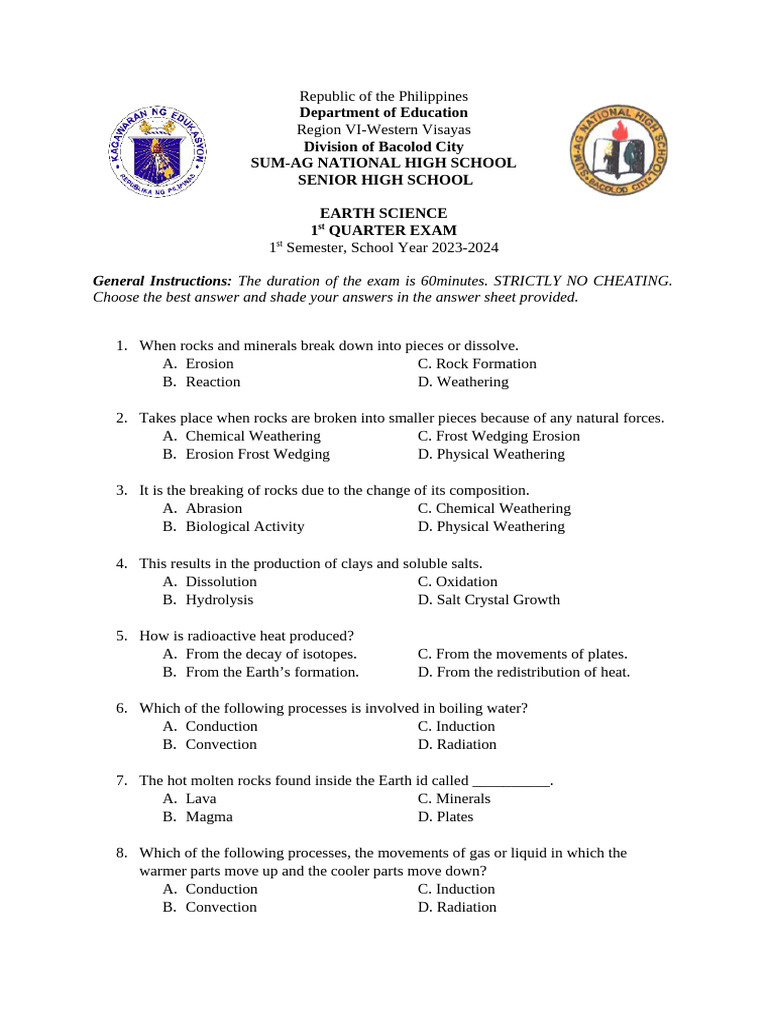 1st Quarter Exam | PDF