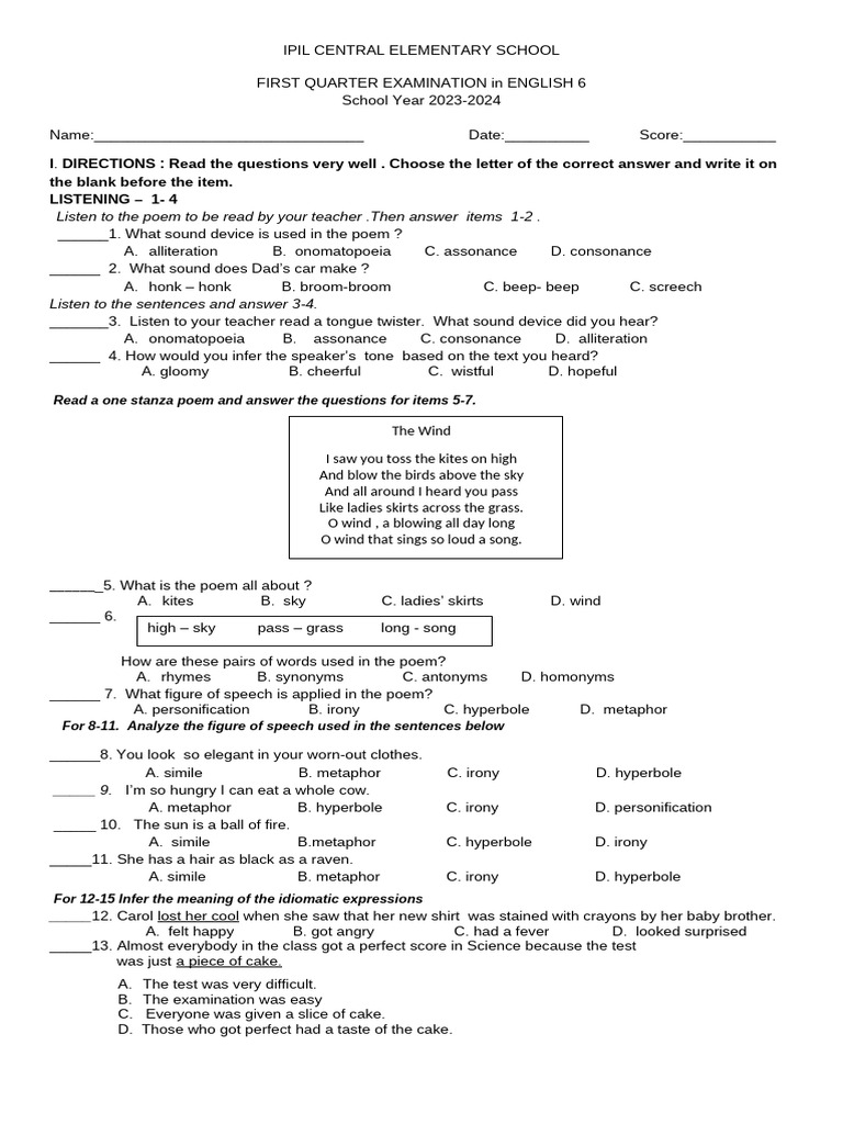 PT q1 English | PDF
