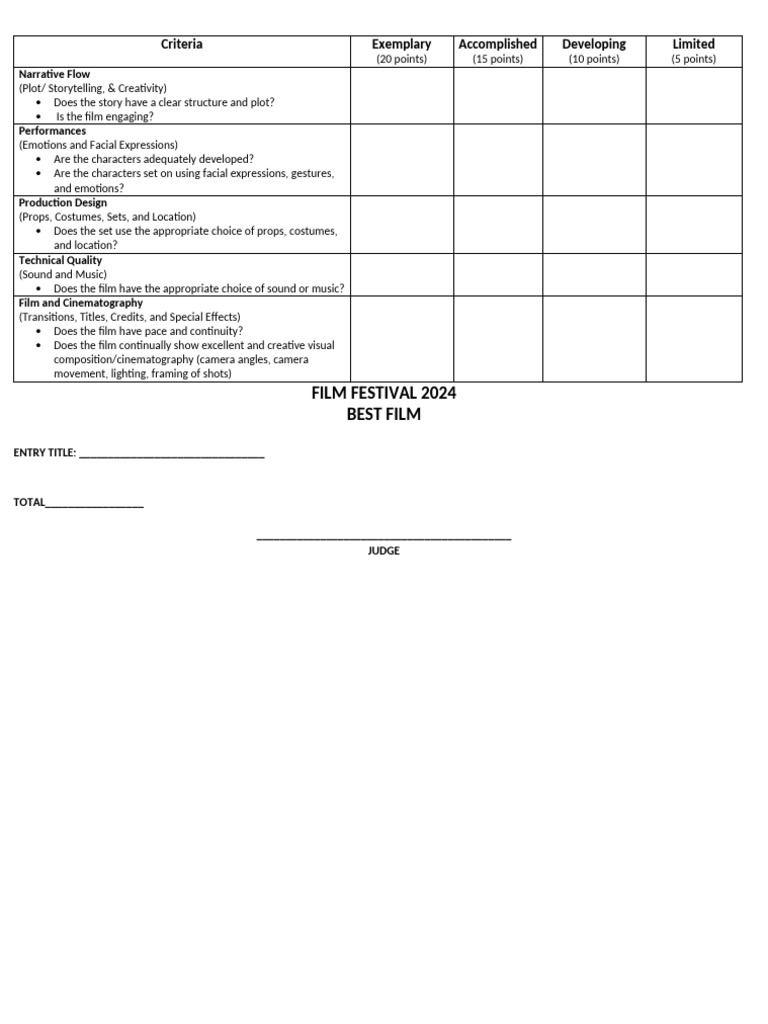 Film Festival - Criteria | PDF