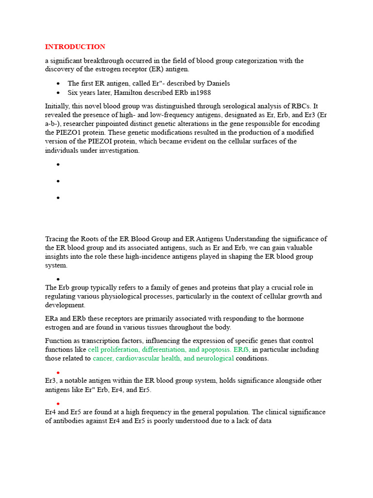 Recent Advances - ER Blood Group | PDF