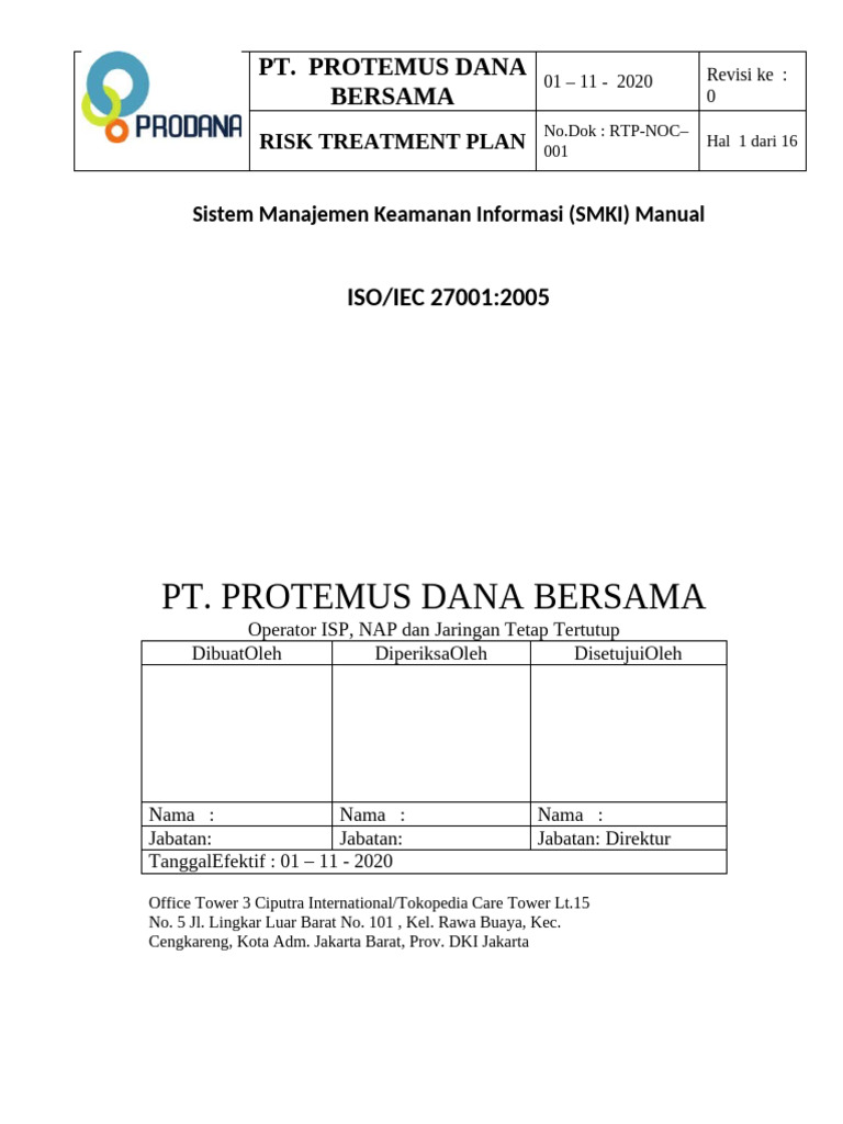 Formulir Risk Treatment Plan | PDF | Malware | Computers