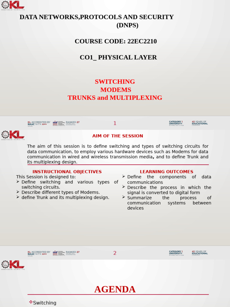 S6 - Switching, Modems, Trunks and Multiplexing | PDF