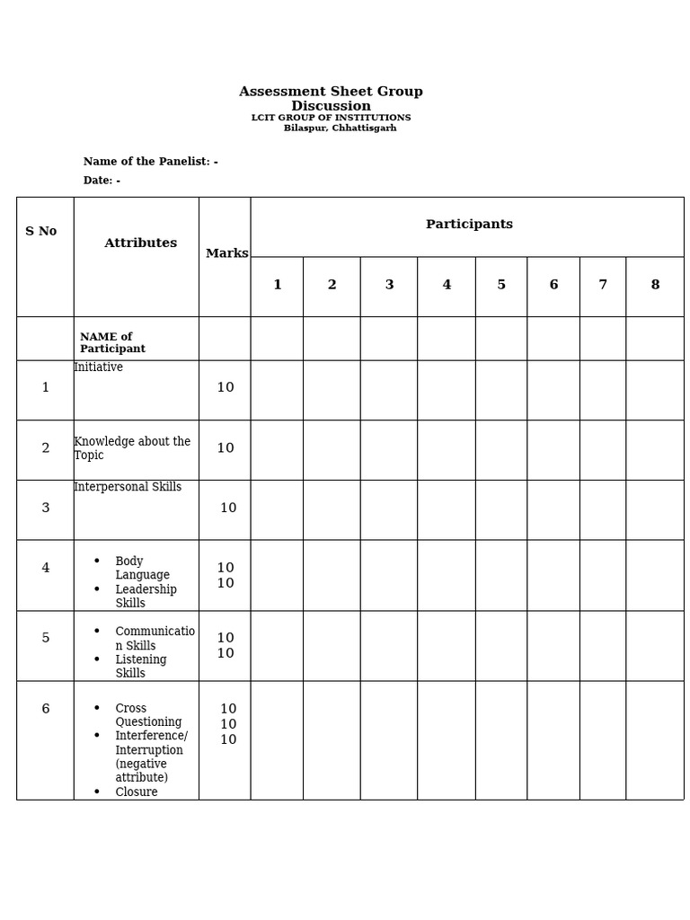 GD-Assessment Sheet PDF | PDF