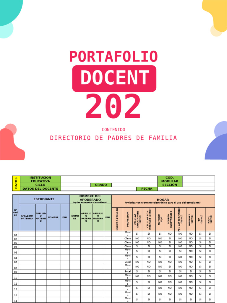 Iv.i. Directorio Actualizado de Padres de Familia | PDF