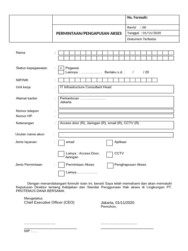 Formulir Permintaan Akses | PDF