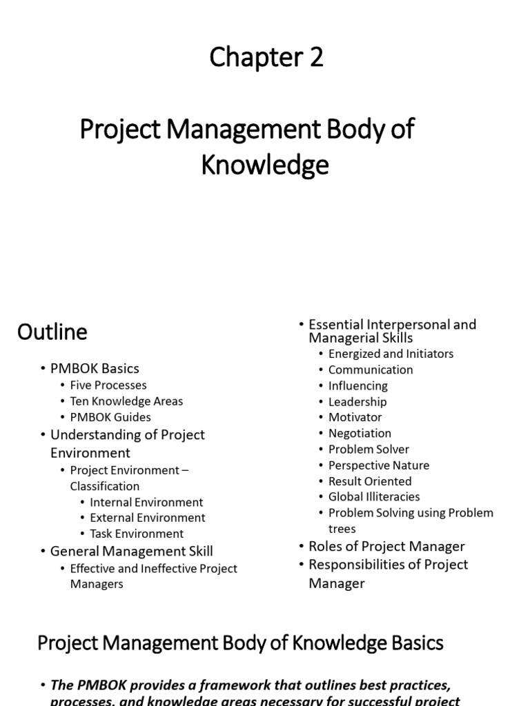 Chapter 2 - Project Managment Body of Knowledge | PDF