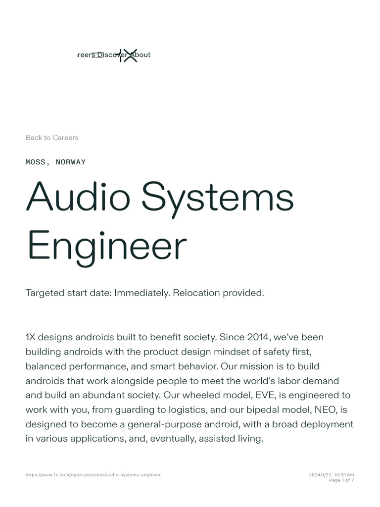 1X Robotics Audio System Engineering | PDF