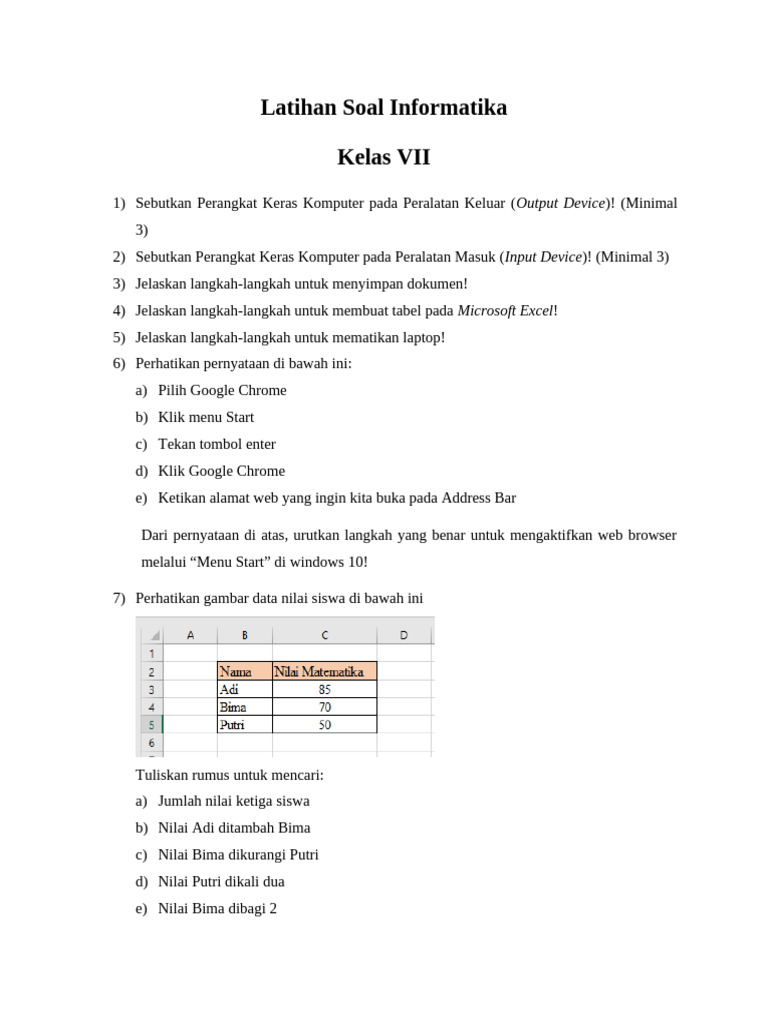 Latihan Soal Informatika | PDF