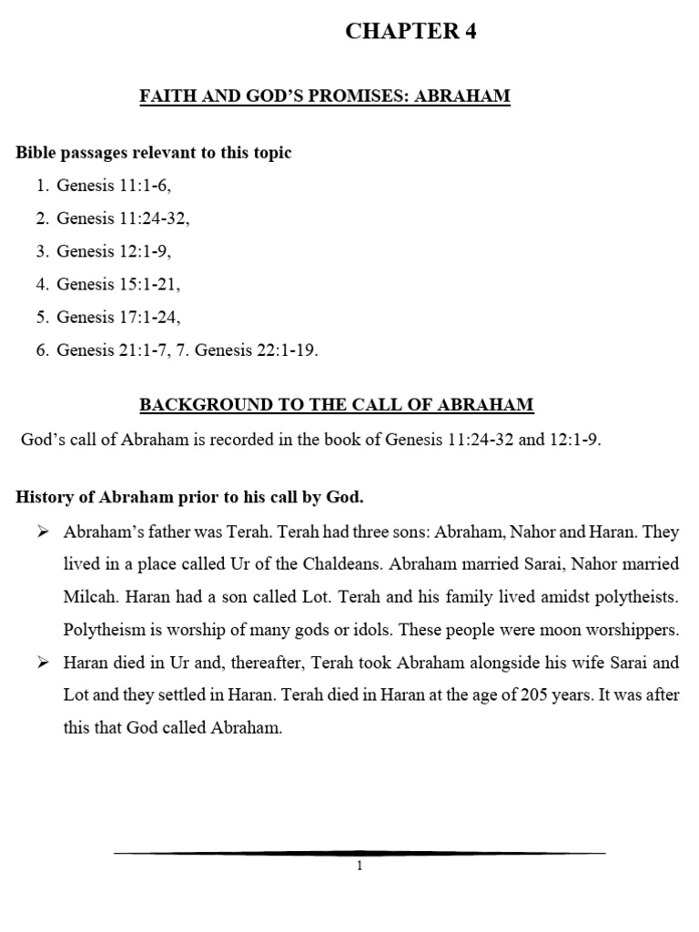 Form 1 CHAPTER 4-0004 FAITH AND GOD'S PROMISES ABRAHAM | PDF