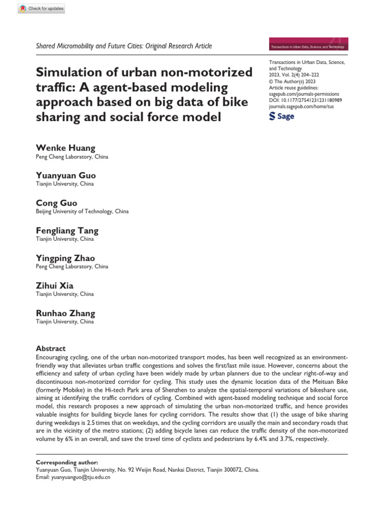 46 Huang-Et-Al-2023-Simulation-Of-Urban-Non-Motorized-Traffic-A-Agent-Based-Modeling-Approach ...