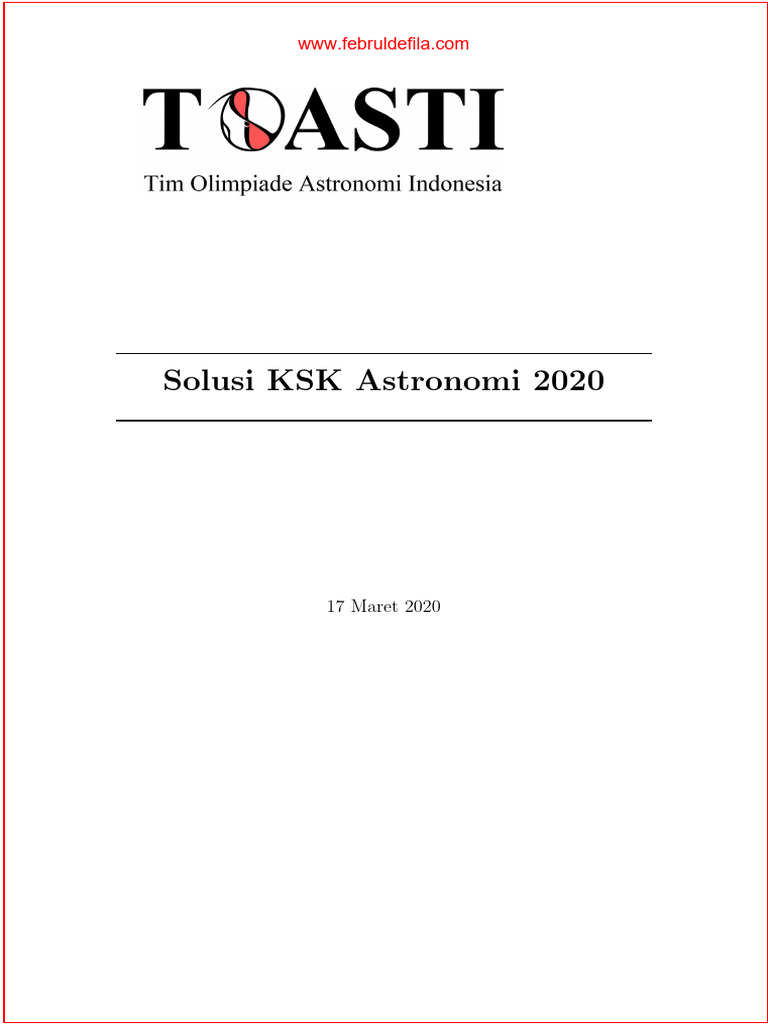 Pembahasan KSN K Astronomi 2020 | PDF