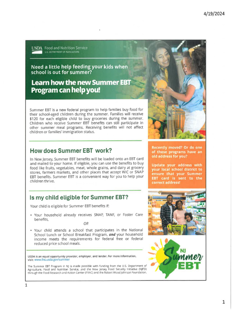 Summer EBT Benefits 2024 | PDF
