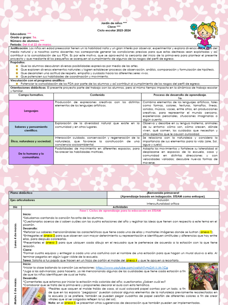 PLANEACION PRIMERO - 04-22 Marzo - Docx Versión 1 | PDF