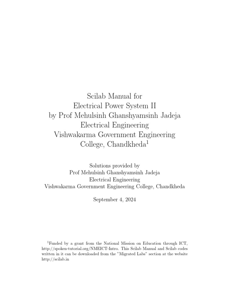 Electrical Power System II - Prof - Mehulsinh Ghanshyamsinh Jadeja | PDF