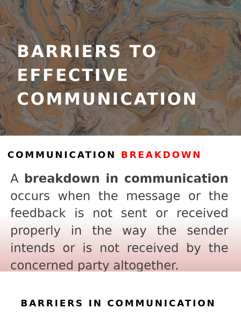 Barriers to Effective Communication | PDF
