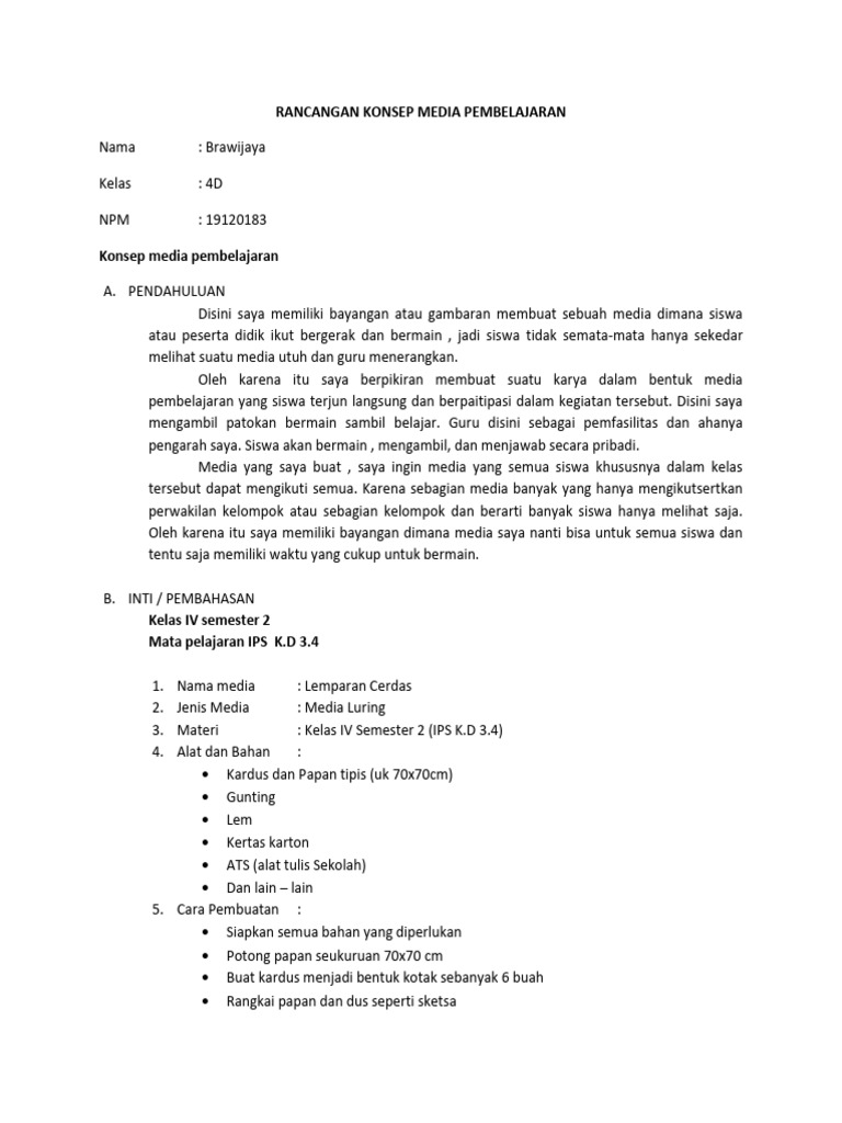 Rancangan Konsep Media Pembelajaran | PDF