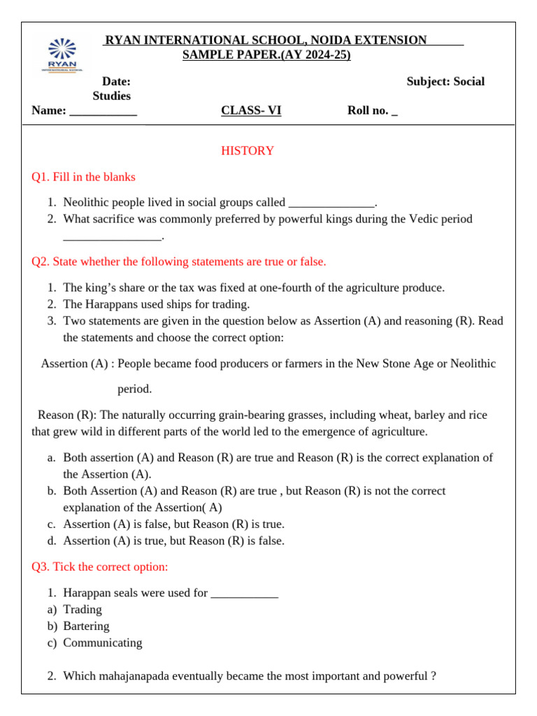 SST Sample Paper | PDF