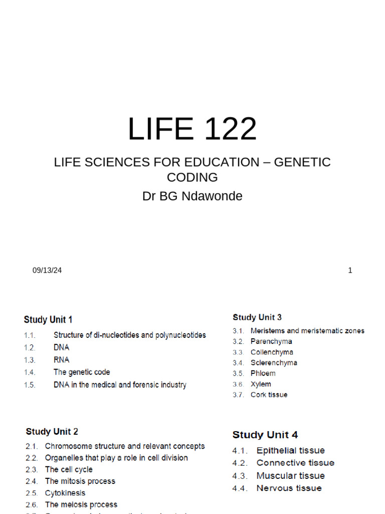 LIFE122 Lecture 8B - DNA Coding | PDF | Dna | Nucleic Acids
