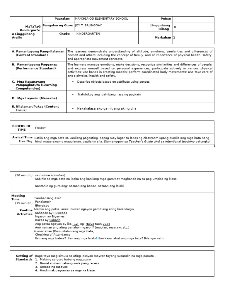 Demo LP JOY MATATAG | PDF