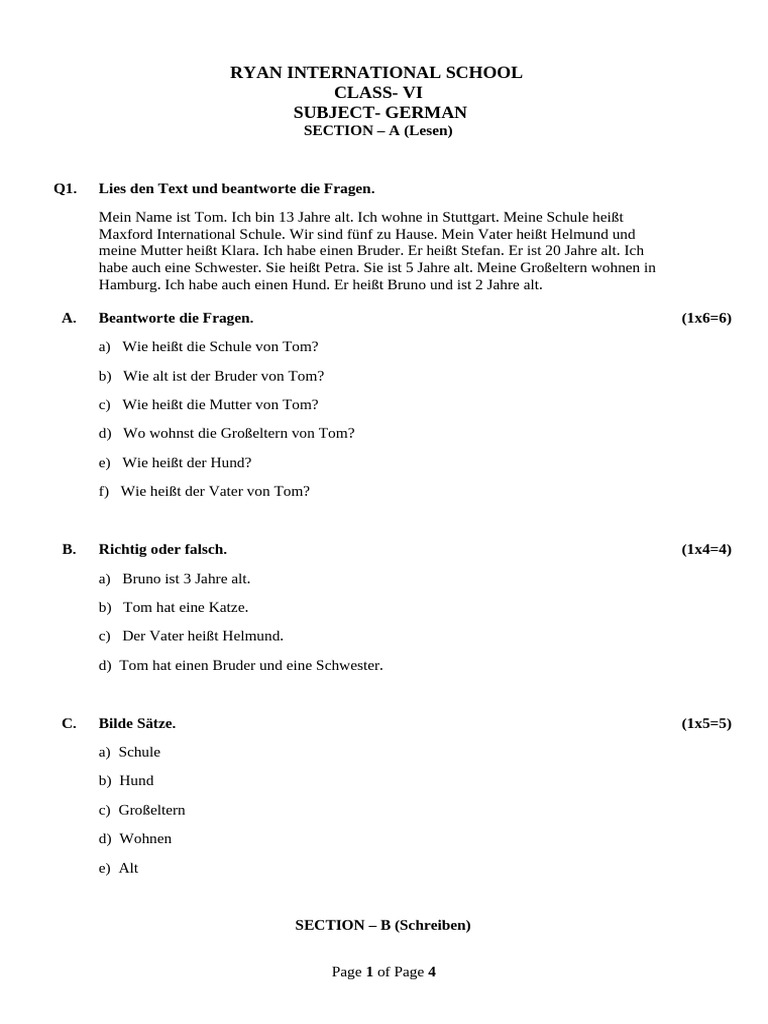 German G6 SAMPLE PAPER | PDF