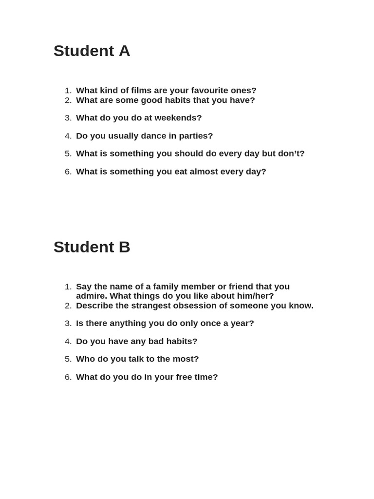 PRESENT SIMPLE - Discussion Questions | PDF
