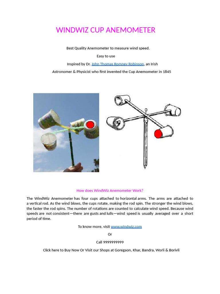 Anemometers Measure Wind Speed | PDF