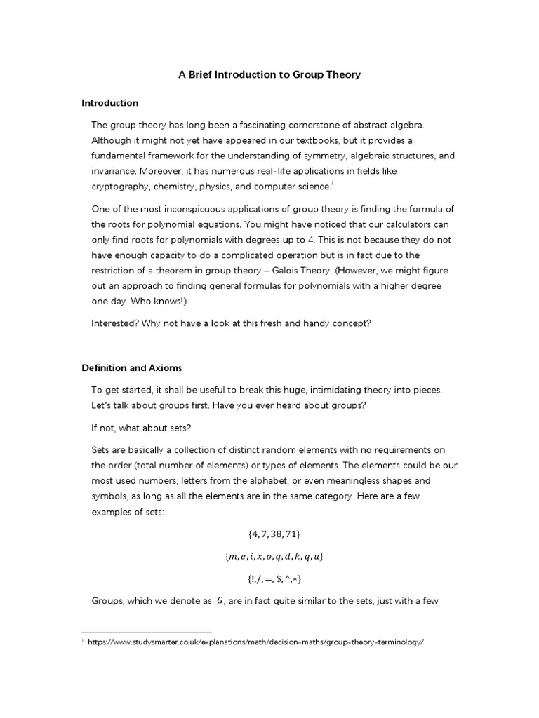 A Brief Introduction To Group Theory Nancy Yang | PDF