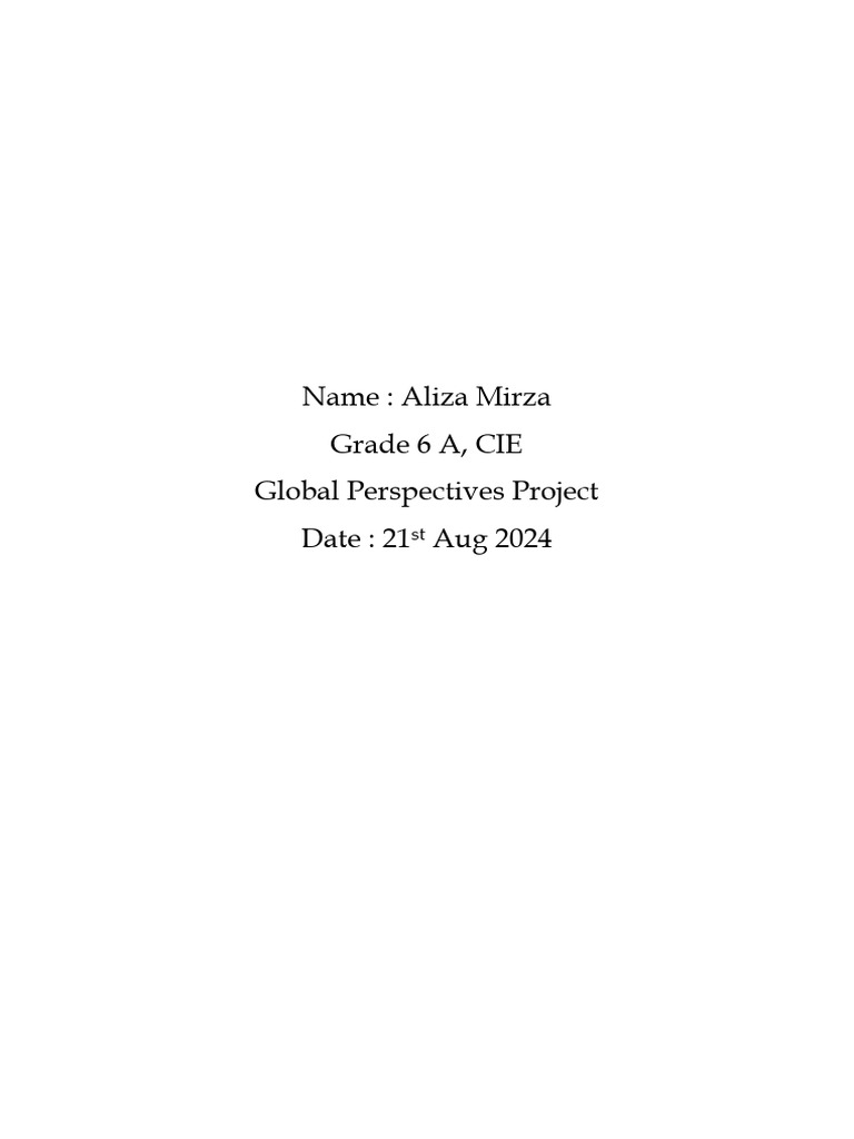 Aliza - 6 A - CIE - GP Project - 21 Aug 2024 | PDF