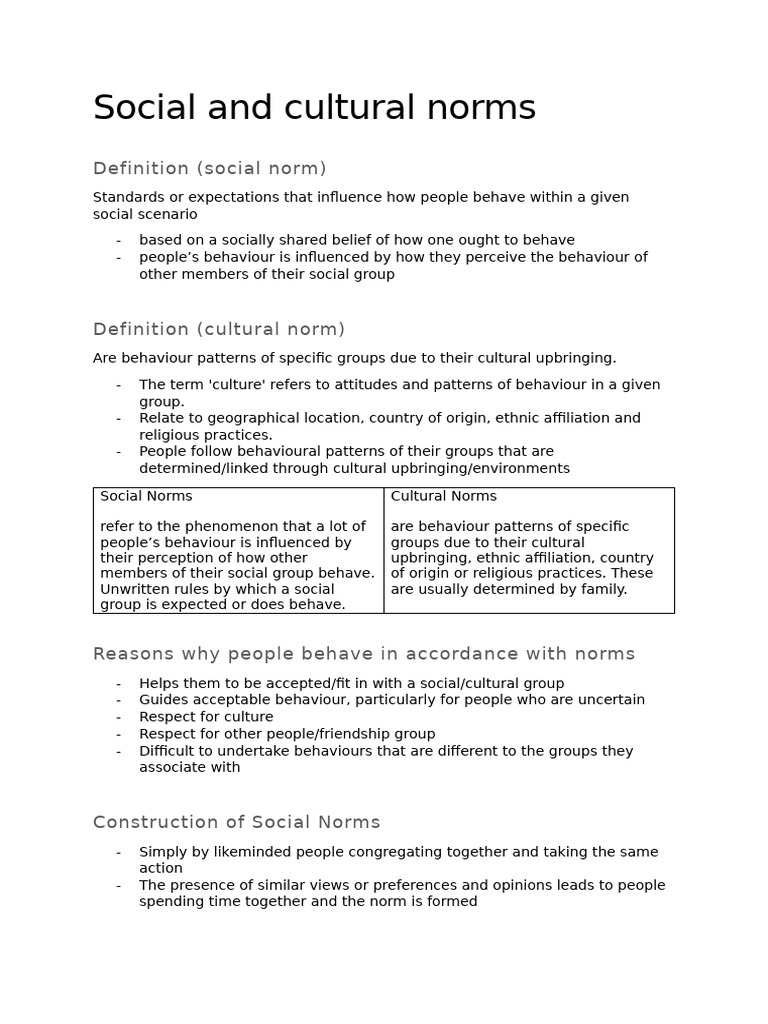 Social and Cultural Norms | PDF