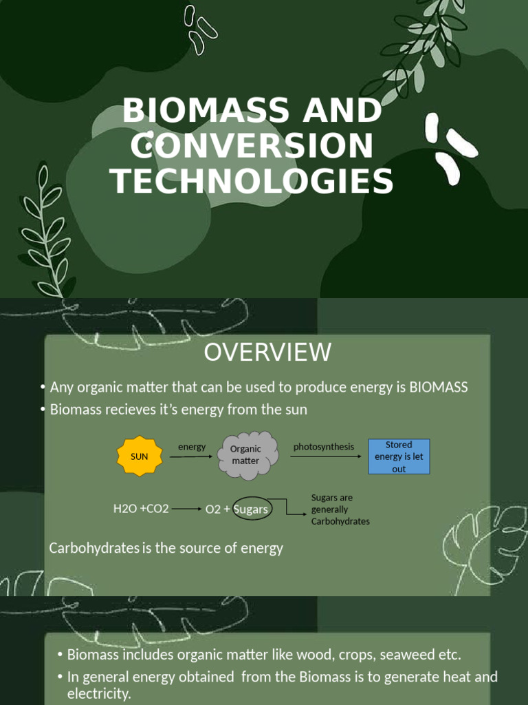 BIOMASS AND CONVERSION TECHNOLOGIES(1) | PDF