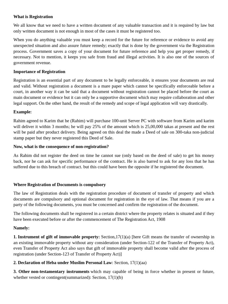 Compulsory Registration of Documents. | PDF | Mortgage Law | Deed