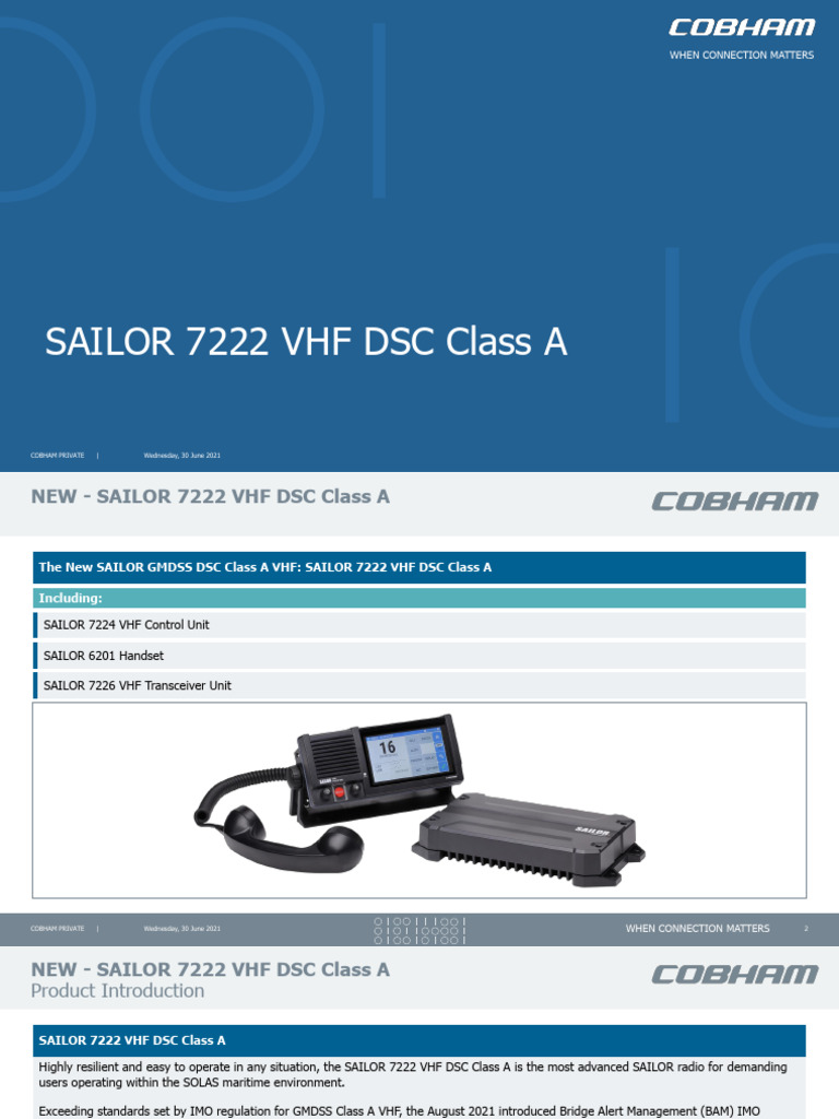 Sailor 7222 VHF DSC Class A Product Introduction PP | PDF
