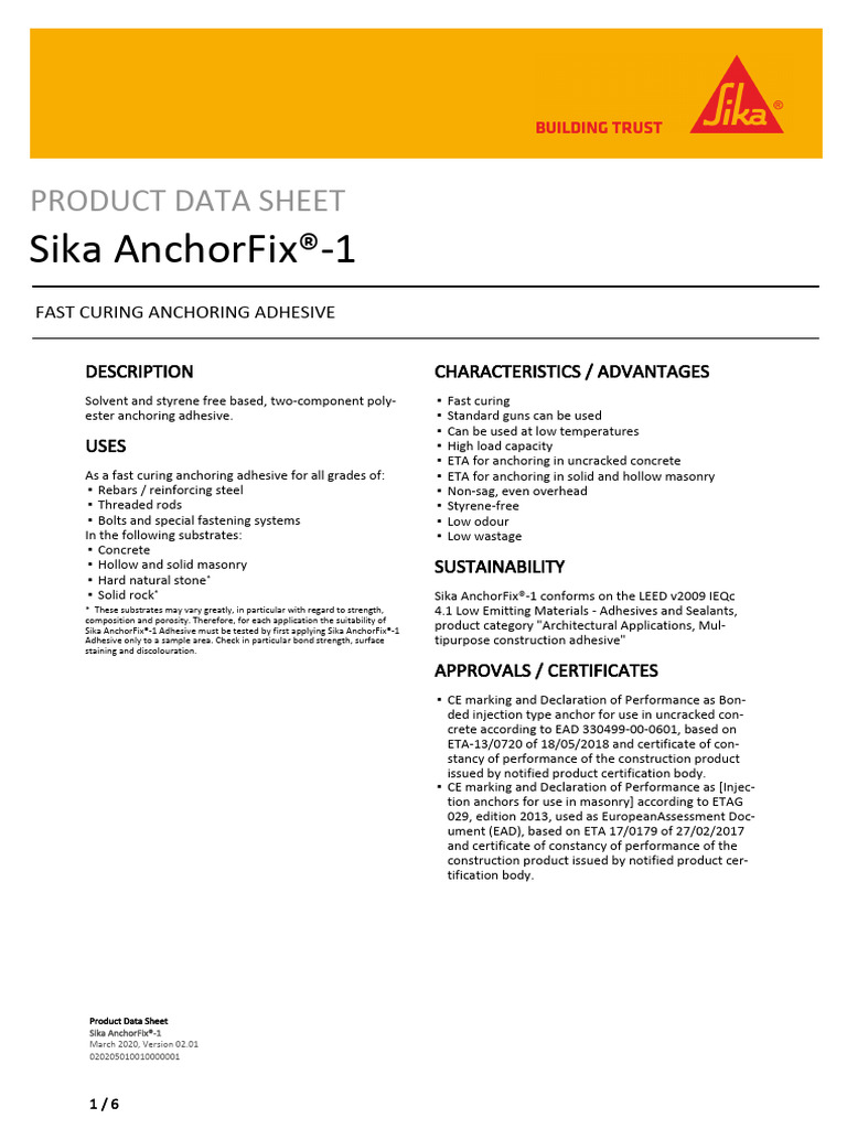 Sika Anchorfix - 1 2 | PDF