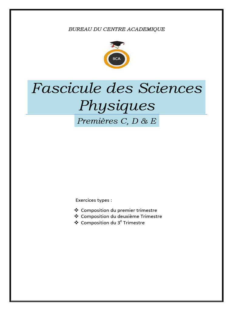 Fascicule de PC Premières C D E BCA | PDF