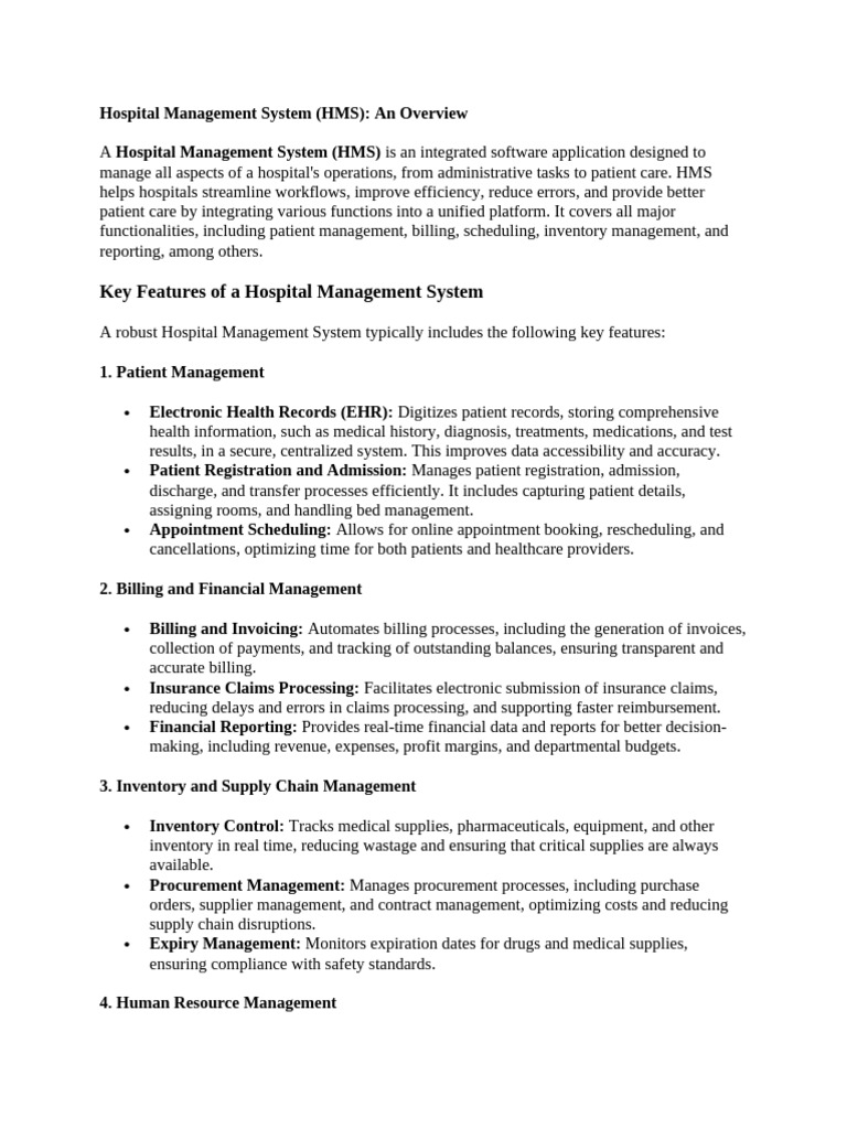 Hospital Management System | PDF