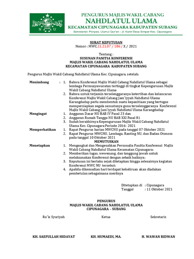 SK PANITIA KONFERENSI MWC | PDF