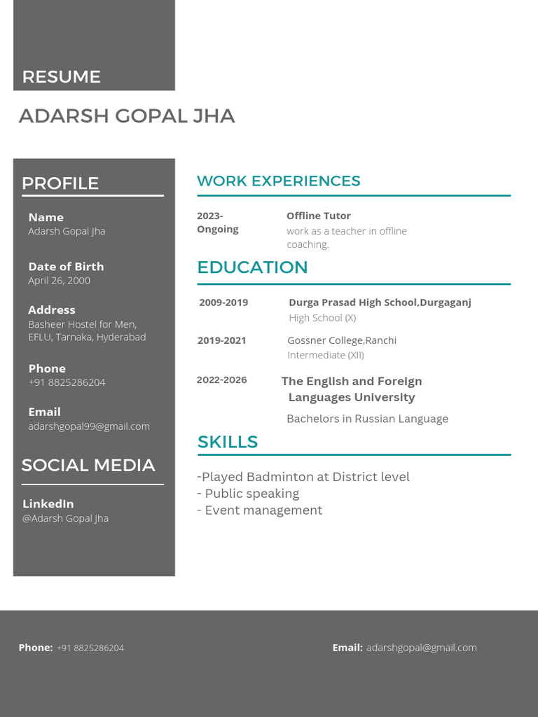 Adarsh Resume | PDF