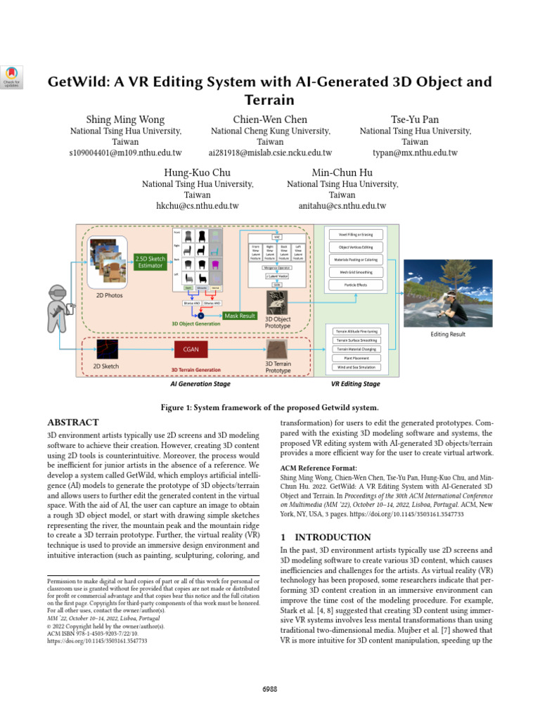 GetWild - A VR Editing System With AI-Generated 3D Object and | PDF