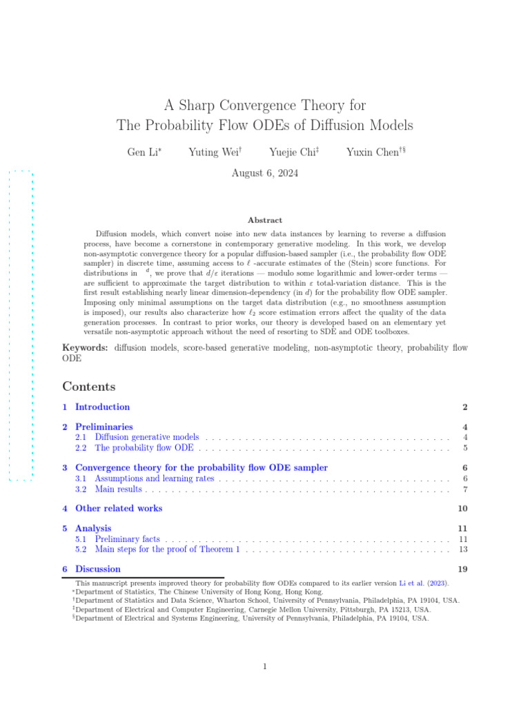 A Sharp Convergence Theory For The Probability Flow ODEs of Diffusion ... A Sharp Convergence Theory For The Probability Flow ODEs of Diffusion ...